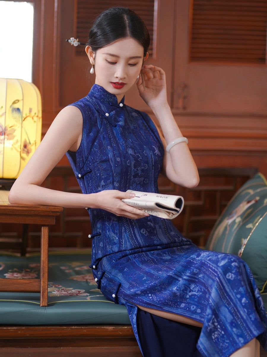 Modern Chinese qipao, blue color, Chinese Cheongsam, Evening Dress, Ba ...