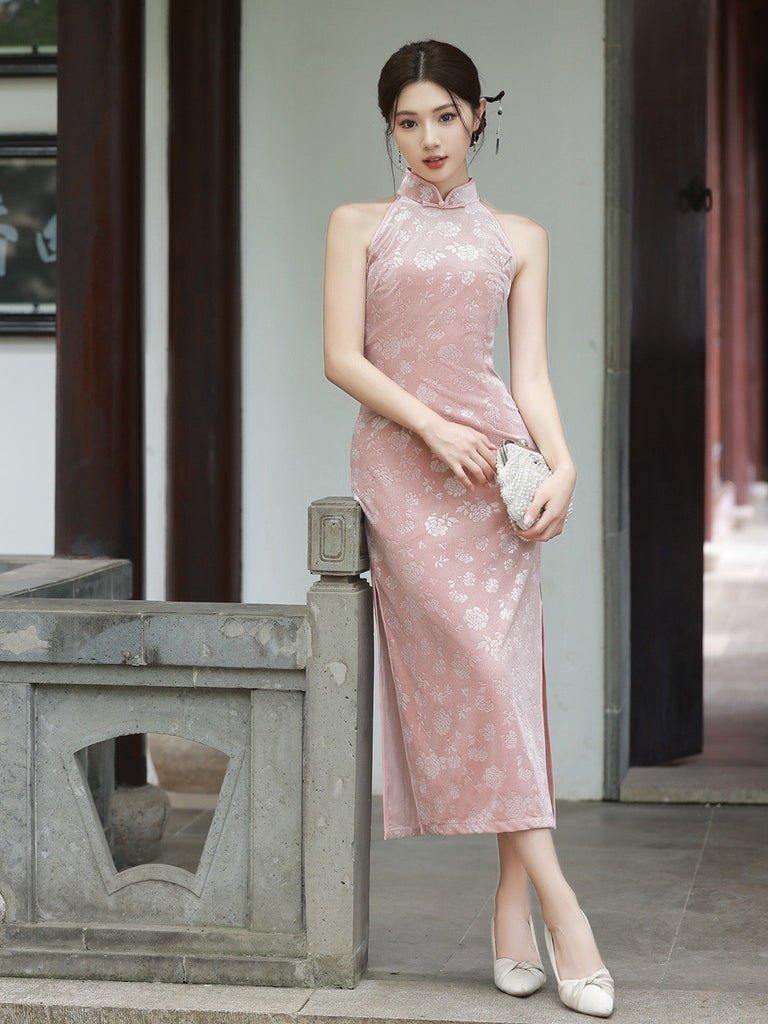 Modern Chinese qipao, Cheongsam Dress, Evening Dress, velvet qipao, fl ...