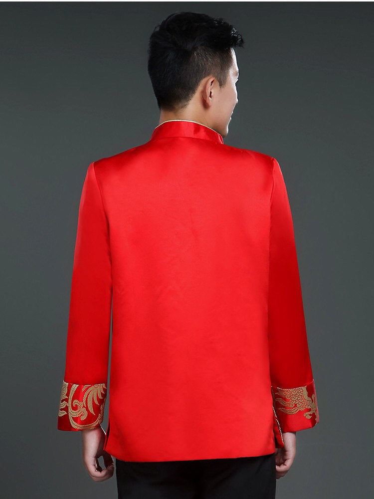 Men’s wedding suit, Chinese wedding suit, Wedding Tang Jacket, half-si ...